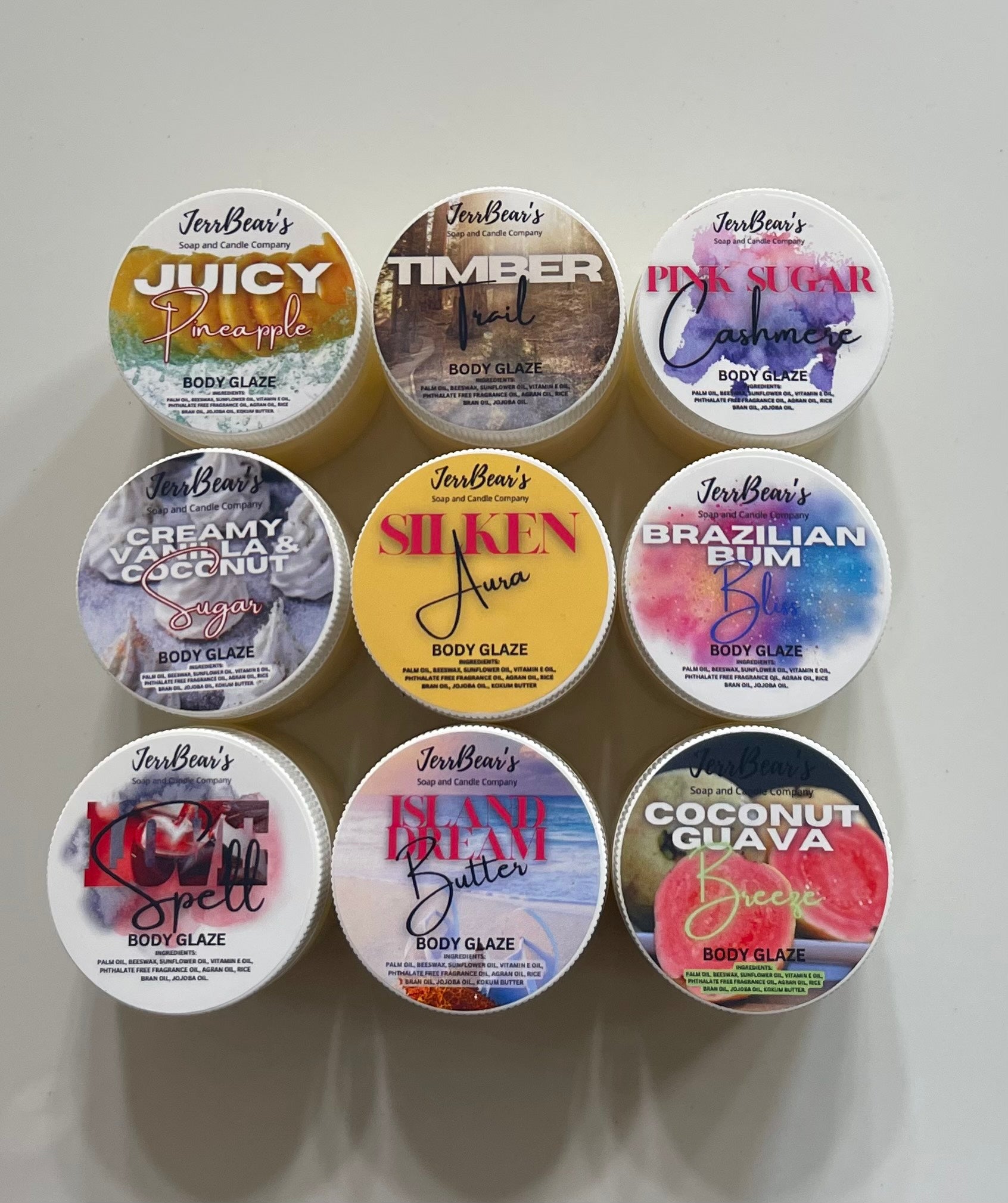 (NEW) BODY GLAZE - SCENT SAMPLER SHOWCASE – JerrBear's Soap and Candle ...